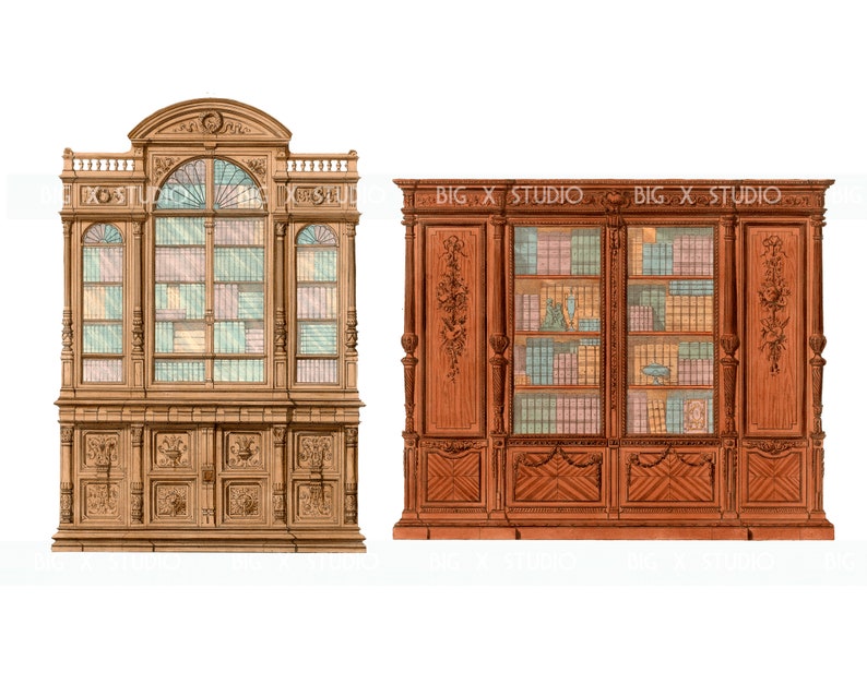 Library Book Bookcase Illustration Images / Digital Download / - Etsy