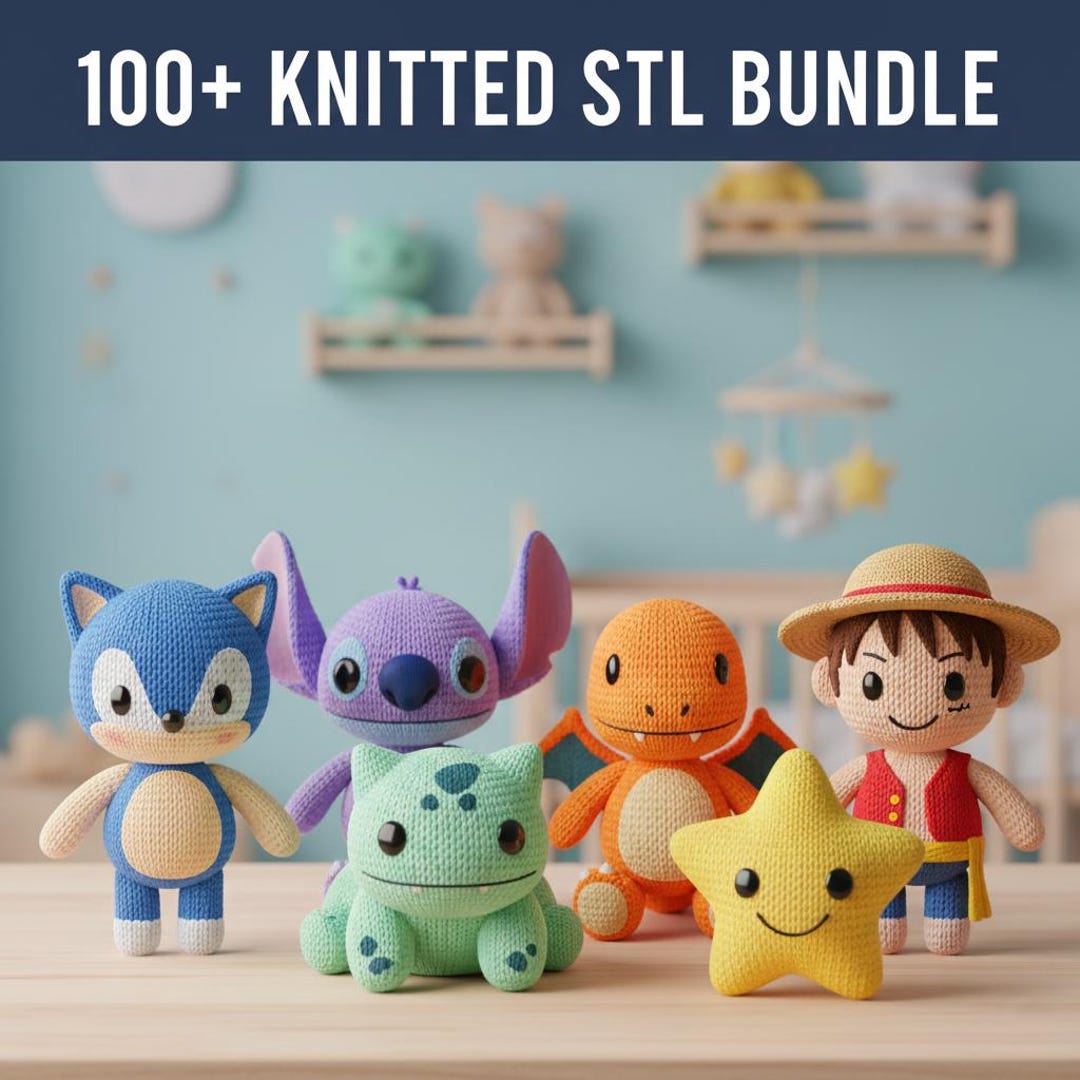 100+ Adorable Knitted 3D Characters | Ready-to-print STL/3MF Bundle ...