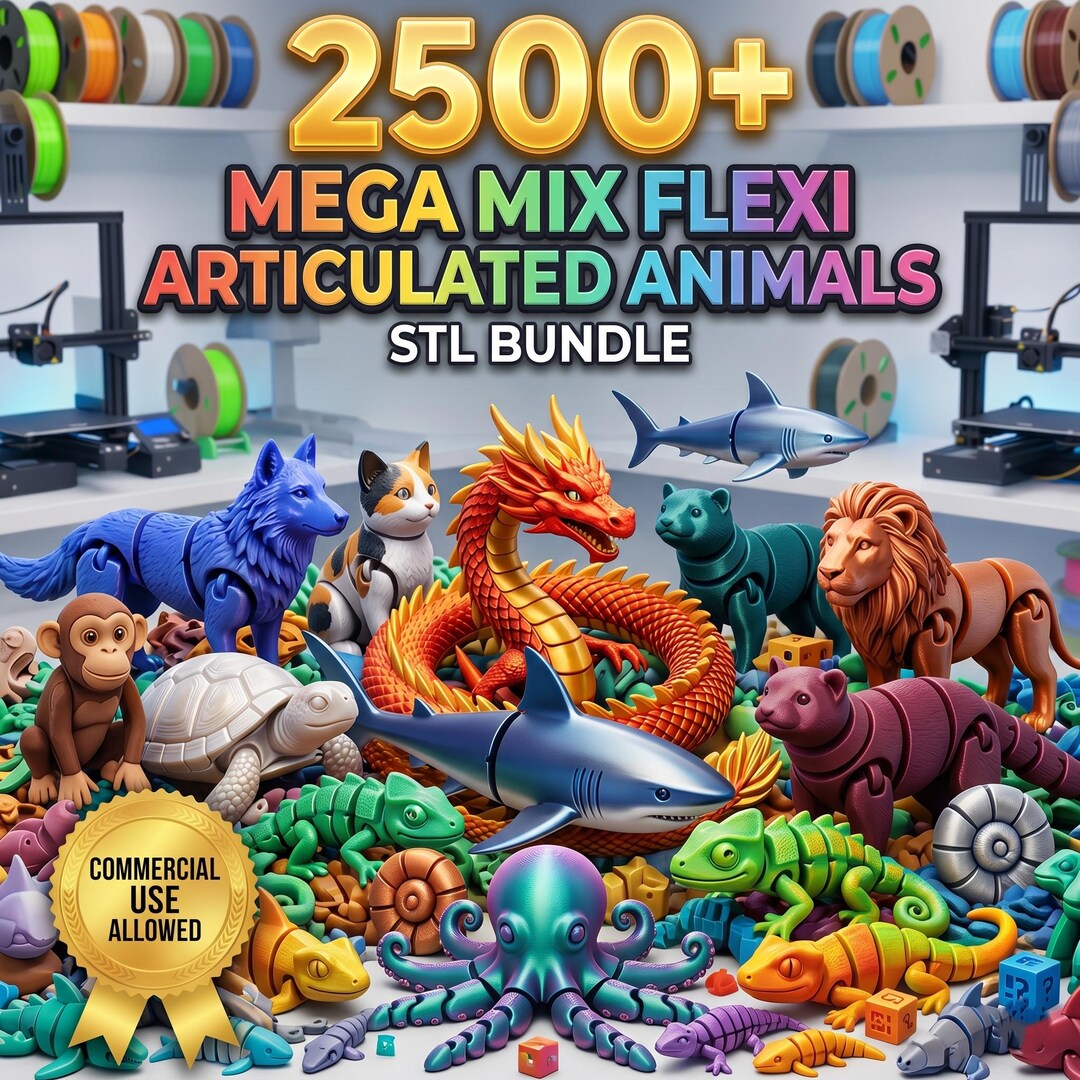 2500+ Flexi Animal STL Files Bundle – Articulated 3D Print Animals ...