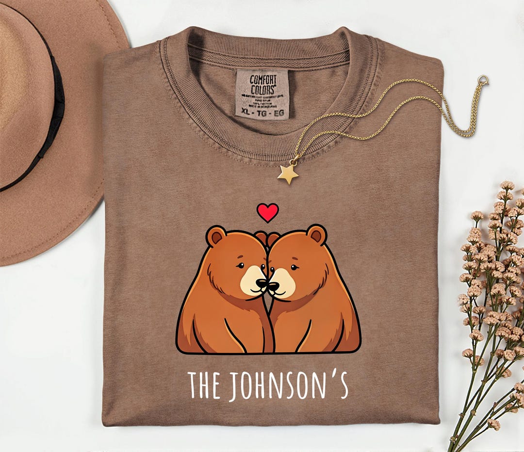 Personalized Bear Couple Shirt, Custom Last Name Shirt, Cute Bear Love ...