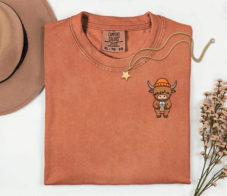Highland Cow Shirt, Cute Cow Coffee Tee, Cute Highland Cow Shirt, Cow ...