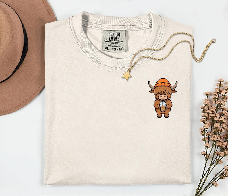 Highland Cow Shirt, Cute Cow Coffee Tee, Cute Highland Cow Shirt, Cow ...