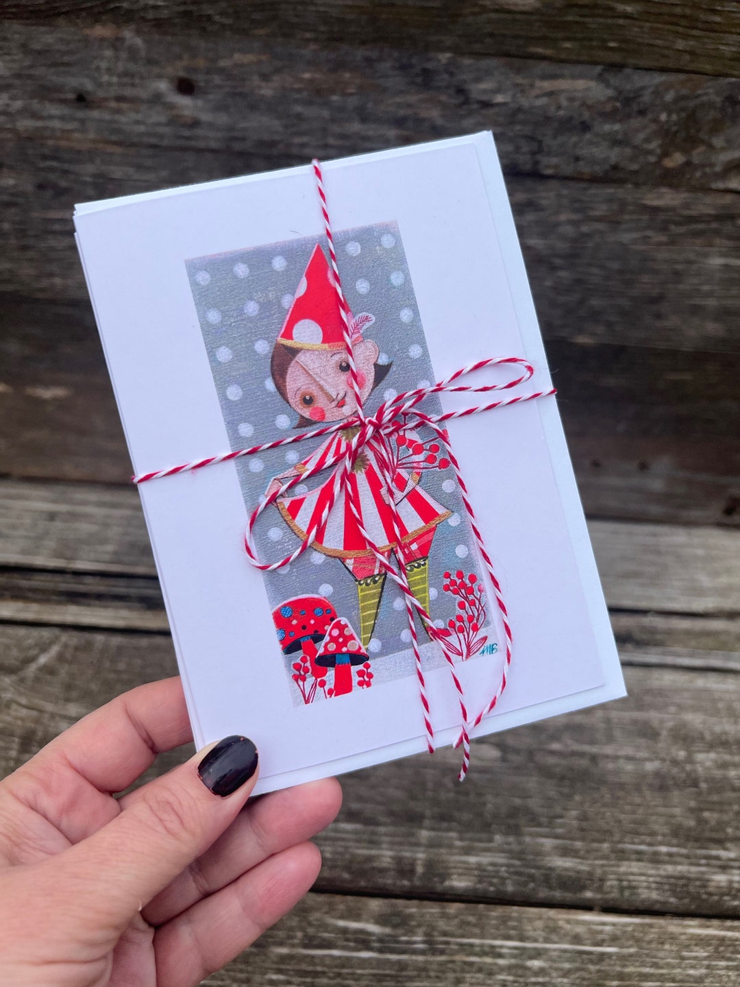 Elf Girl Holiday Cards | Set of Six Different | 4.25" X 6" | Frameable ...