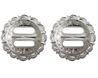 New Pair Hansen Bridle Loop Back Conchos Silver Plate Kansas | Etsy
