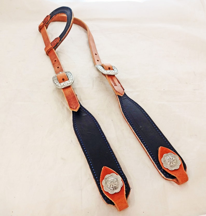 Navy Blue Russet 2 Tone Harness Leather Slip One Ear Headstall - Etsy