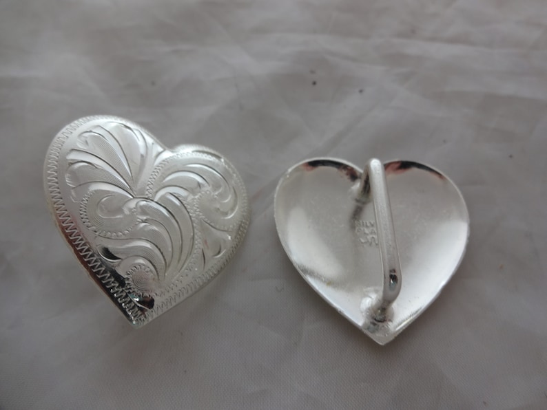 New Pair Heart Hansen Bridle Loop Back Conchos Engraved Silver - Etsy