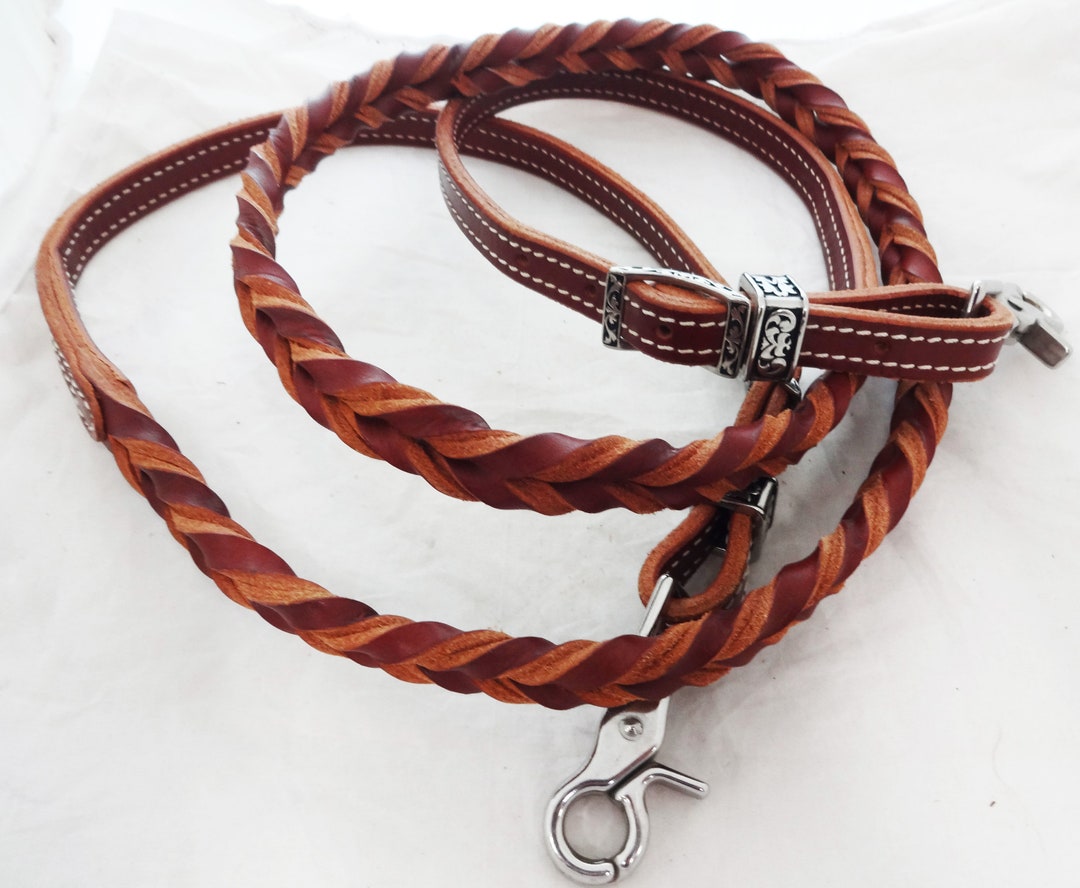 Blood Twist Rein Heavy Rich Brown Harness Leather Rope Barrel Reins ...