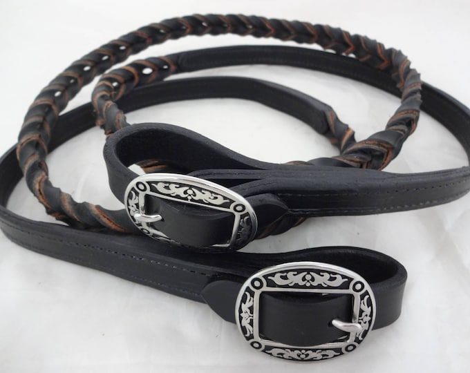 West Coast Tack Reins Heavy Hermann Oak Black Harness Leather Rope ...