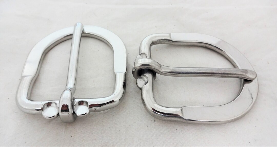 Pair Flat Flank Buckles 1 3/4" Plain Stainless Steel Western Horse Tack ...