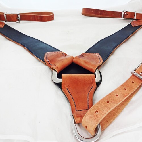 Navy Blue Russet 2 Tone Harness Leather Roper Breast Collar - Etsy