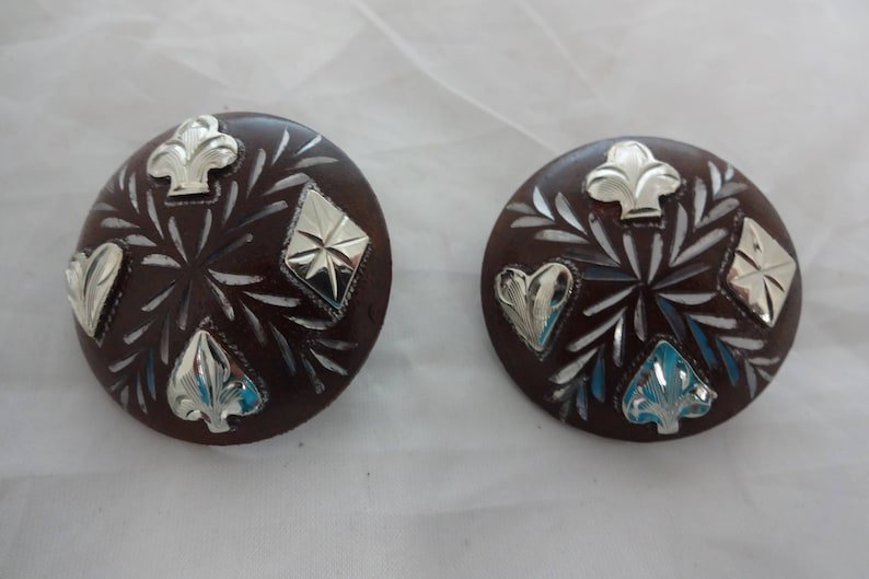 Card Suit Pair Conchos Bridle Loop Back Hansen Western Gear | Etsy