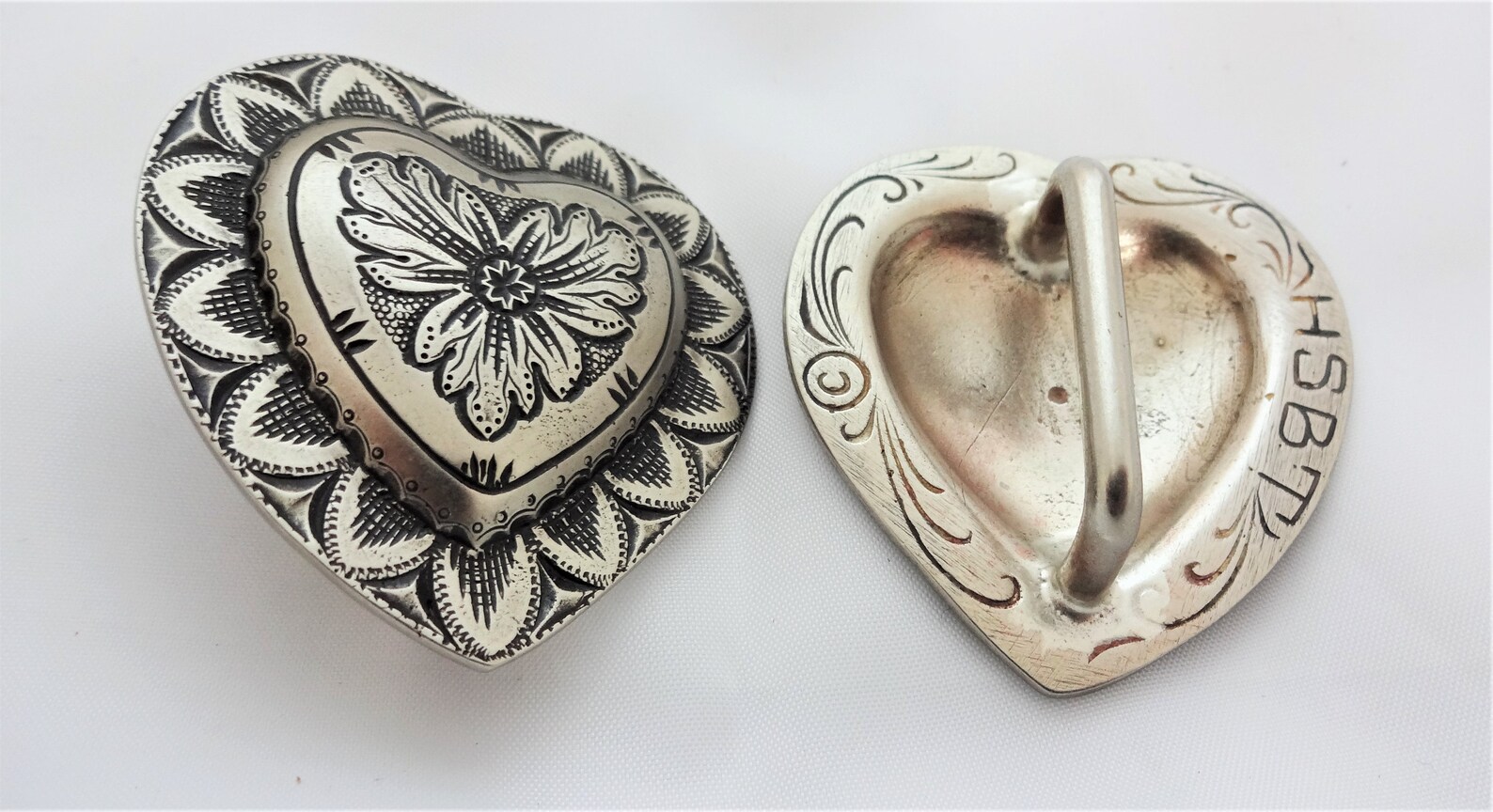 New Pair Jeremiah Watt Heart Antiqued White Bronze Conchos - Etsy