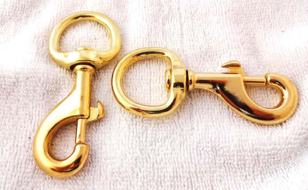 Pair Solid Brass Round End Swivel Snaps Halter New Hardware Horse Tack ...
