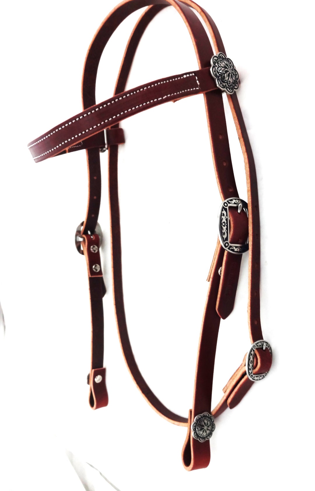 Burgundy Harness Leather Headstall Western Browband Horse Jeremiah Watt ...