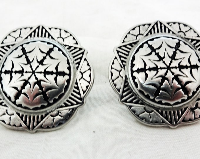 Pair Texas Star Conchos Bridle Loop Back Horse Tack Headstall Scarf ...