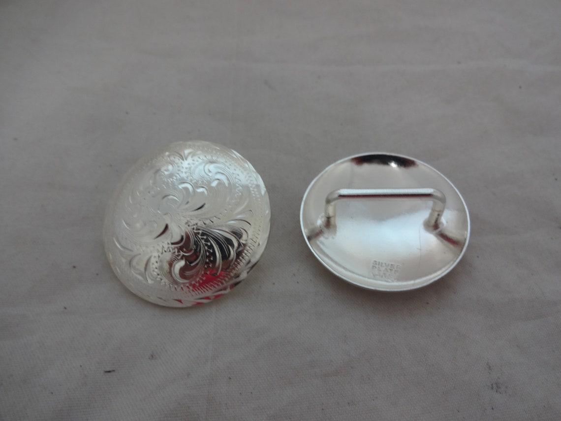 New Pair Oklahoma Hansen Bridle Loop Back Conchos Silver Plate | Etsy