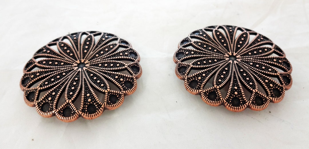 New Pair Antiqued Copper Conchos Royal Round Scalloped Screw Backs ...