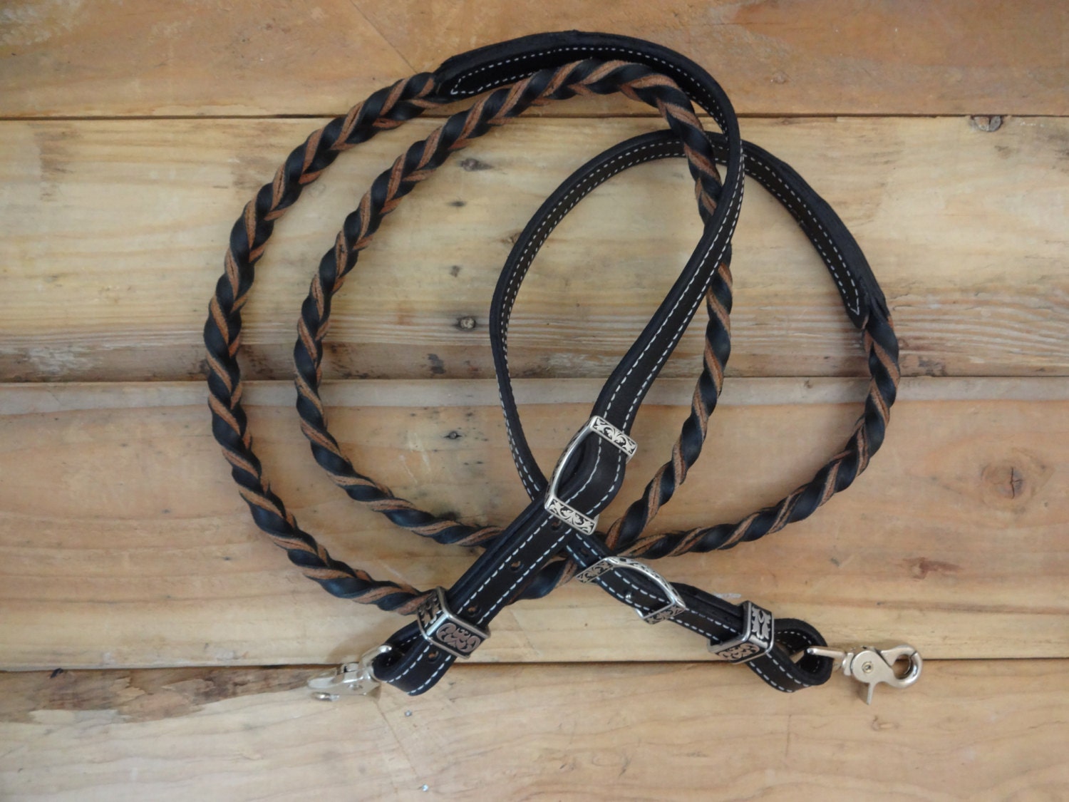 West Coast Tack Reins Heavy Hermann Oak Black Harness Leather Rope ...
