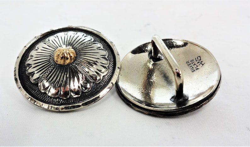 Pair Antiqued Sunflower Conchos Bridle Loop Back Silver Plate - Etsy