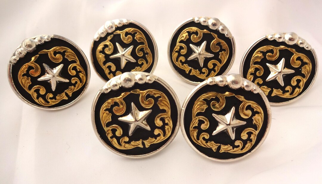 6 Piece Saddle Set Bubble Star Conchos Hansen Western Gear Silver Plate ...