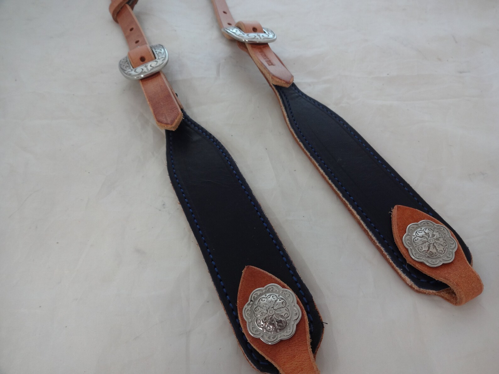 Navy Blue Russet 2 Tone Harness Leather Slip One Ear Headstall - Etsy