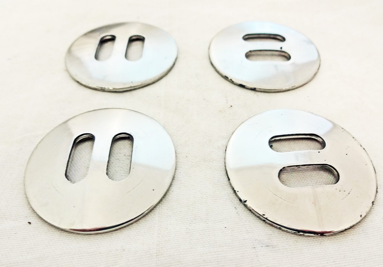 Set of 4 Stainless Steel Shiny Smooth Slotted Conchos Western - Etsy