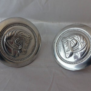 Pair Horse Head Bridle Loop Conchos Stainless Headstall 2" Western Tack ...