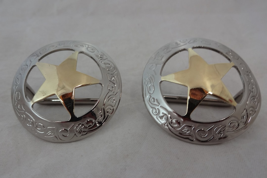 Pair Texas Star Conchos Bridle Loop Back Horse Tack Headstall Scarf ...