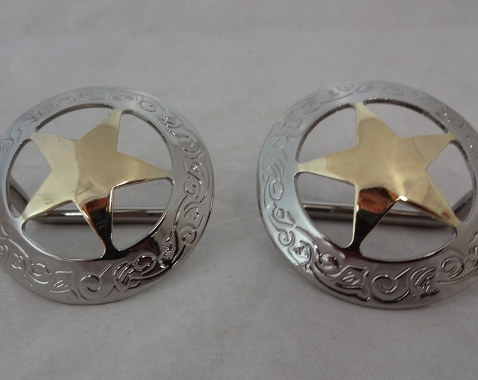 Pair Texas Star Conchos Bridle Loop Back Horse Tack Headstall Scarf ...