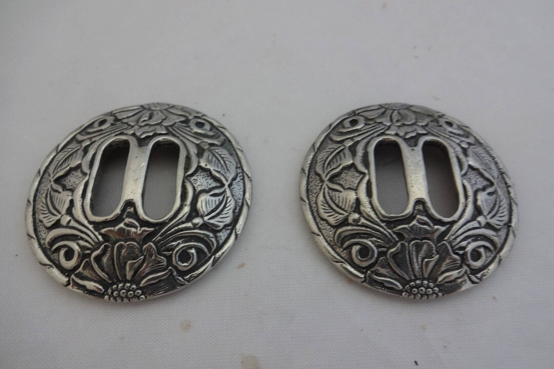 New Pair Jeremiah Watt Rope Slot Slotted Antiqued White Bronze Conchos ...