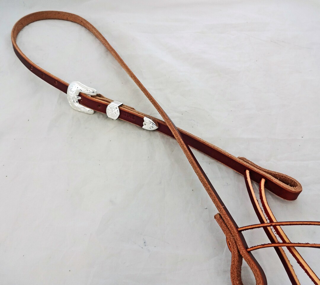 Bosal Hanger Kansas Silver Plate Buckle Chestnut Bridle Leather Horse ...