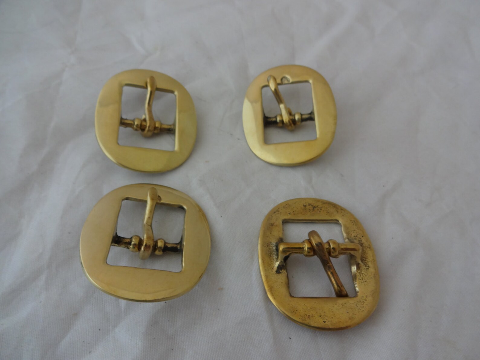 Lot of 4 Cart Oval Buckles Solid Brass Sizes Collars Horse Tack Belts ...