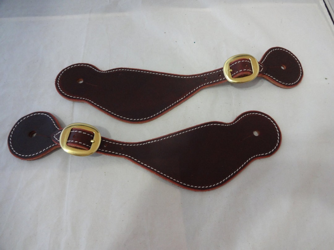 Buckaroo Large Burgundy Latigo Leather Stitched Western Spur Straps ...