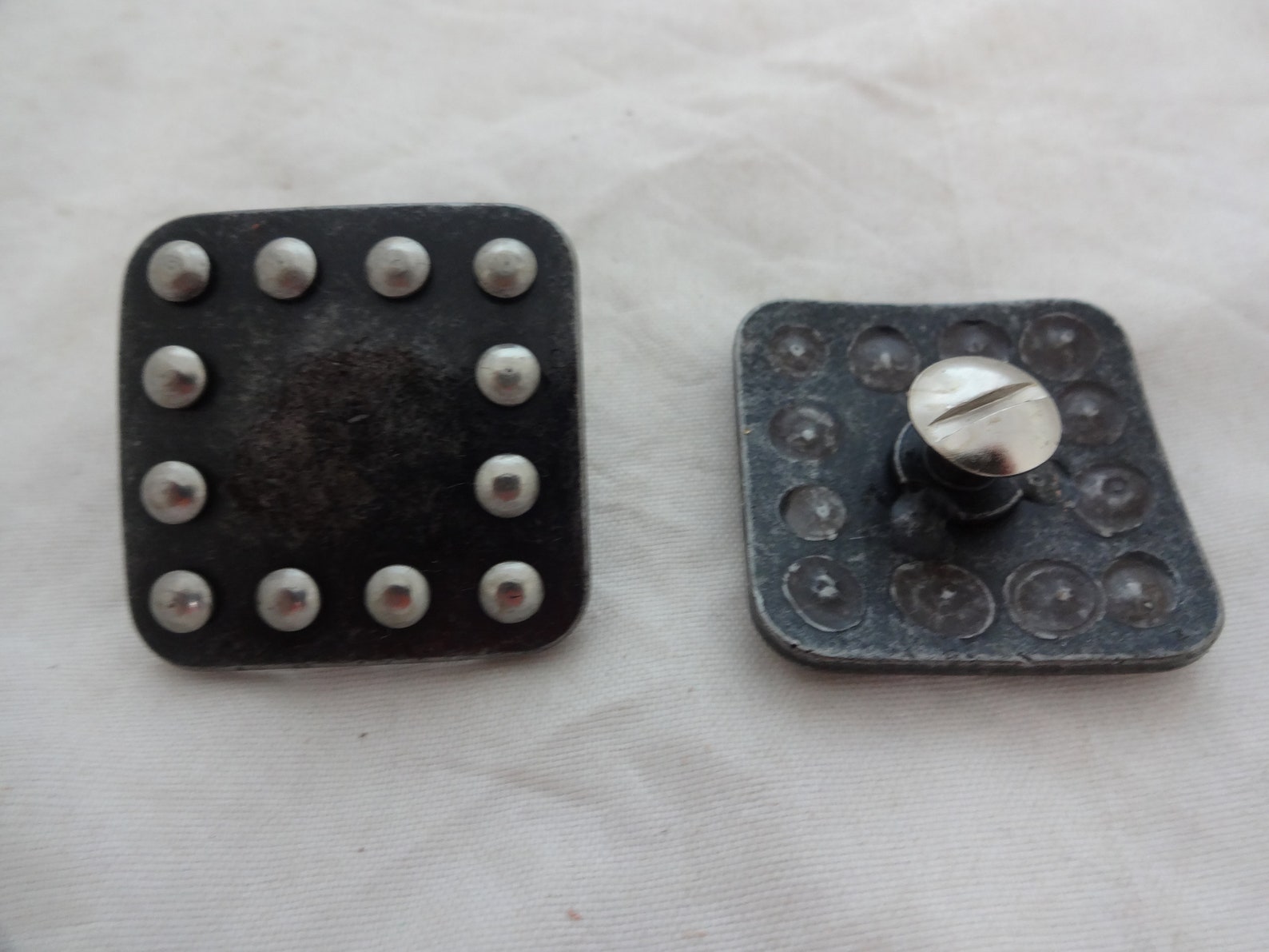 Pair Square Spotted Conchos Buffed Black Steel Western Horse | Etsy