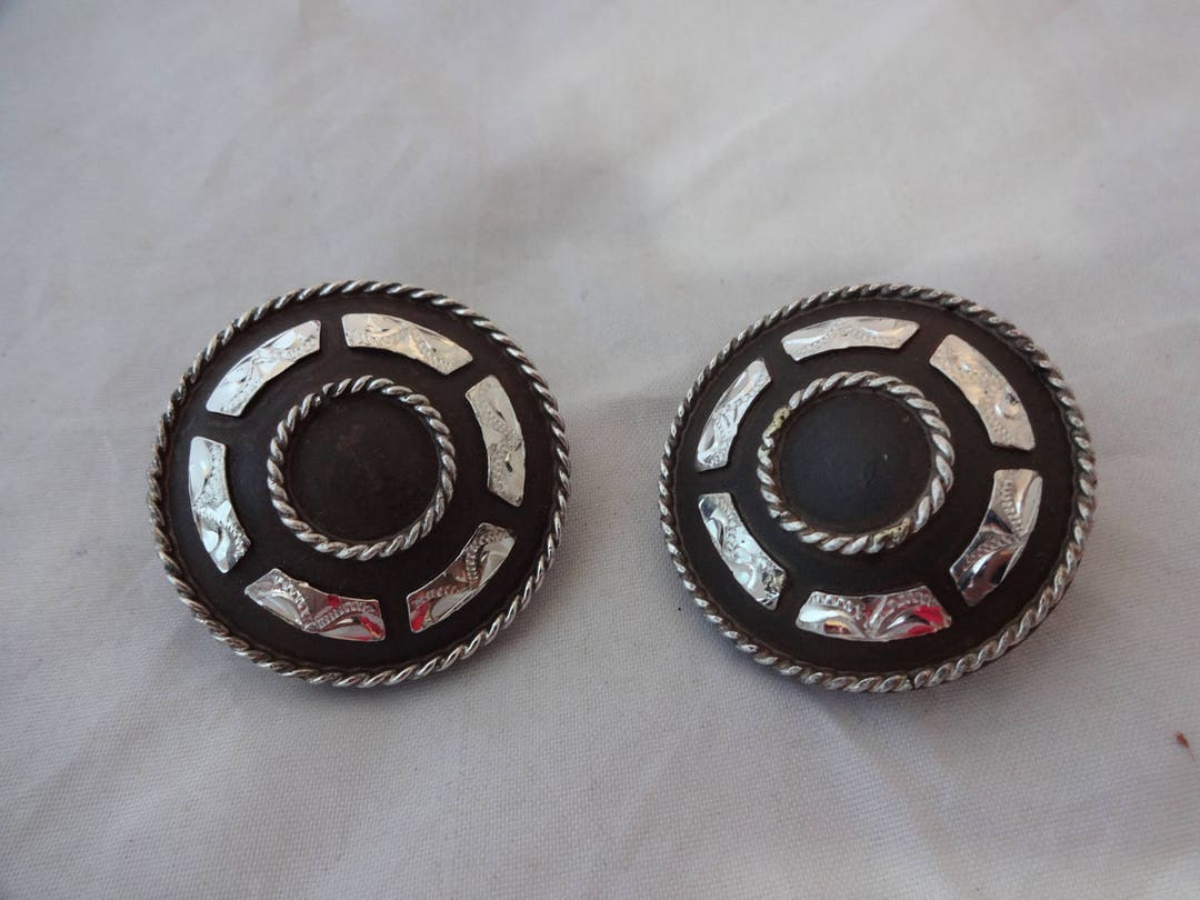 Poway Pair Conchos Bridle Loops Hansen Western Gear Brown Iron Sterling ...