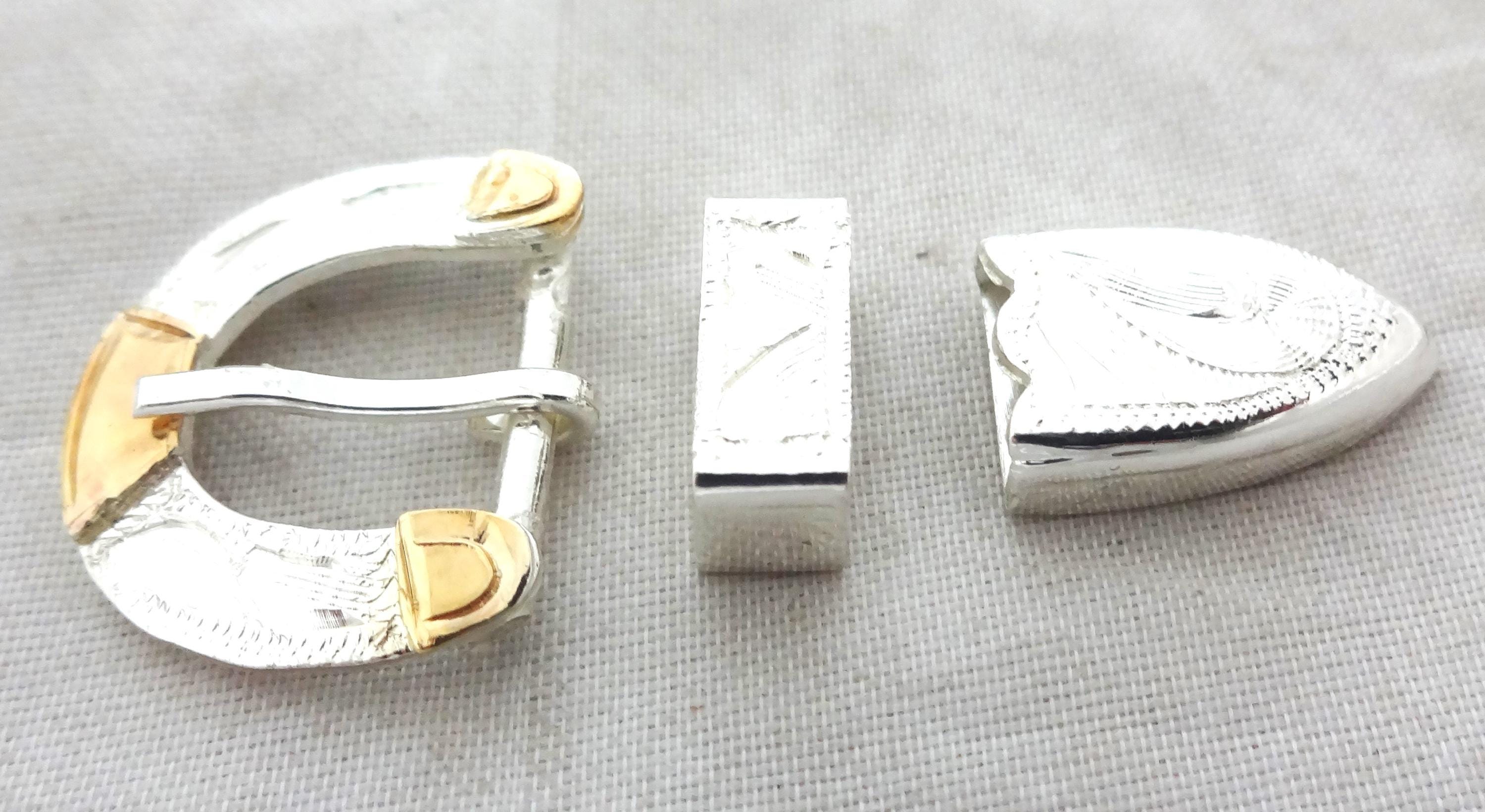 Hansen 3 Piece Set Buckle Keeper Loop & Tip Hatband Cowboy Hat 3/8 ...