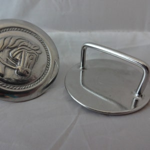 Pair Horse Head Bridle Loop Conchos Stainless Headstall 2" Western Tack ...