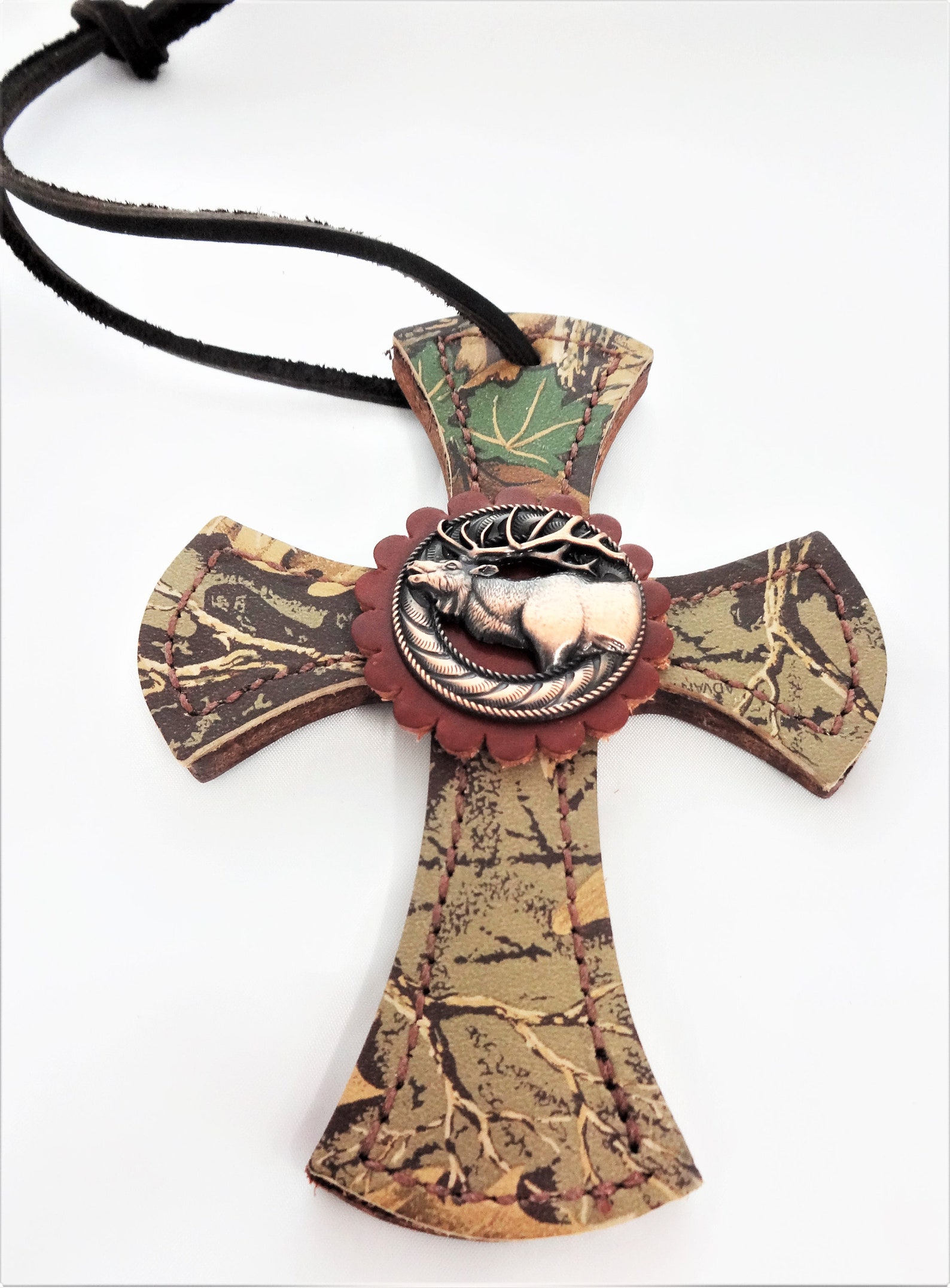 Saddle Cross Leather Camo Camouflage Outdoors Stamped Concho West Coast ...