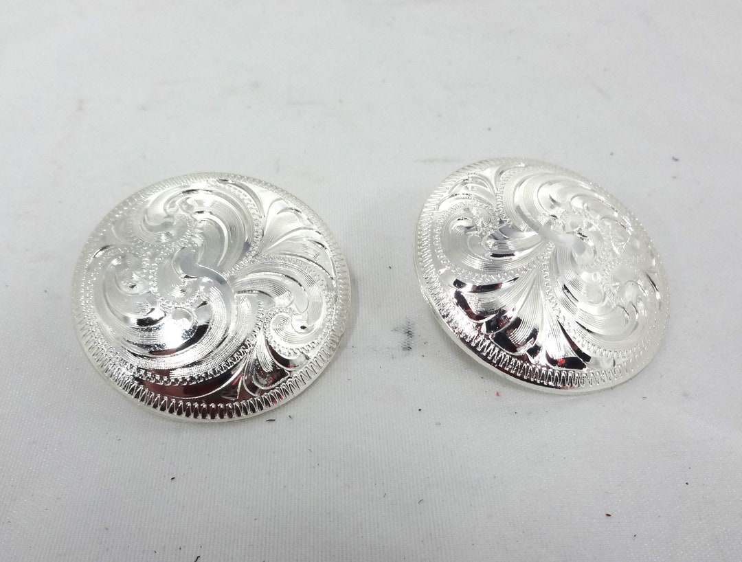New Pair Oakdale Hansen Bridle Loop Back Conchos Silver Plate Western ...