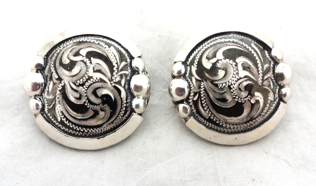 Pair Elko Bubble Hansen Western Gear Bridle Loop Back Conchos Sterling ...