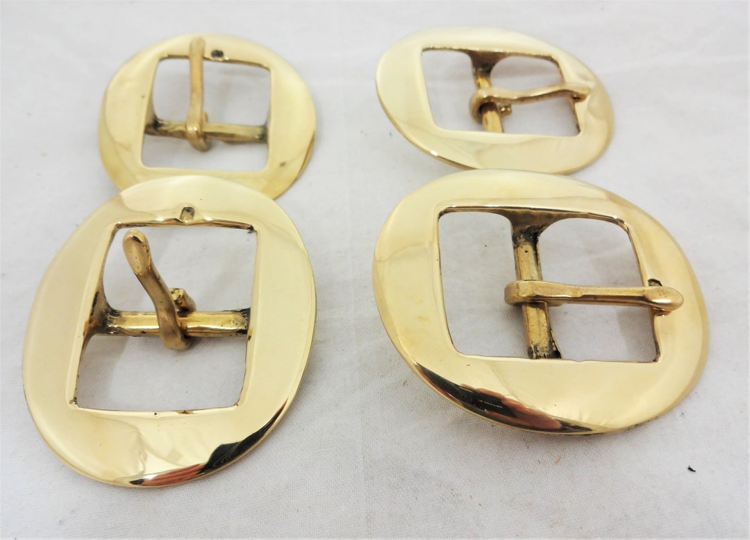 Lot of 4 Cart Oval Buckles Solid Brass Sizes Collars Horse Tack Belts ...