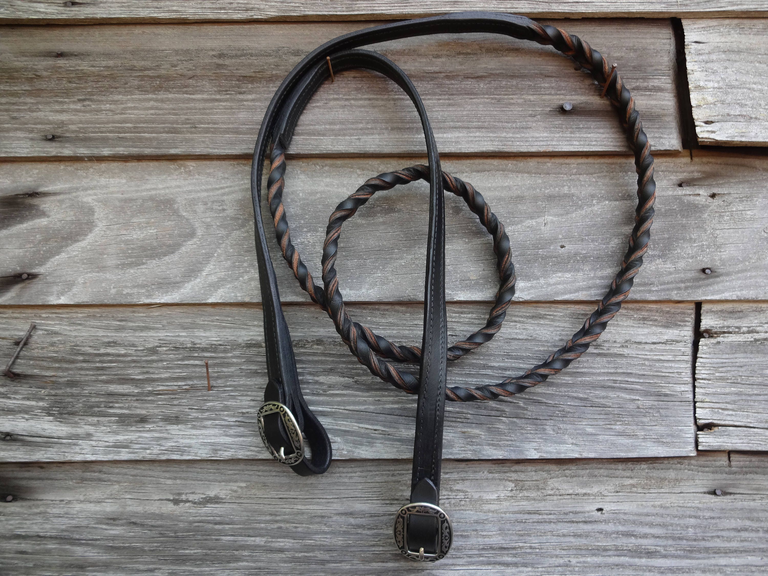 West Coast Tack Reins Heavy Hermann Oak Black Harness Leather Rope ...