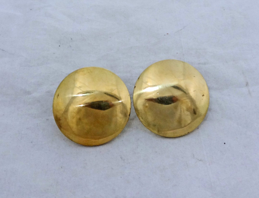 Pair Solid Brass Shiny Smooth Conchos Bridle Loop Backs Western ...