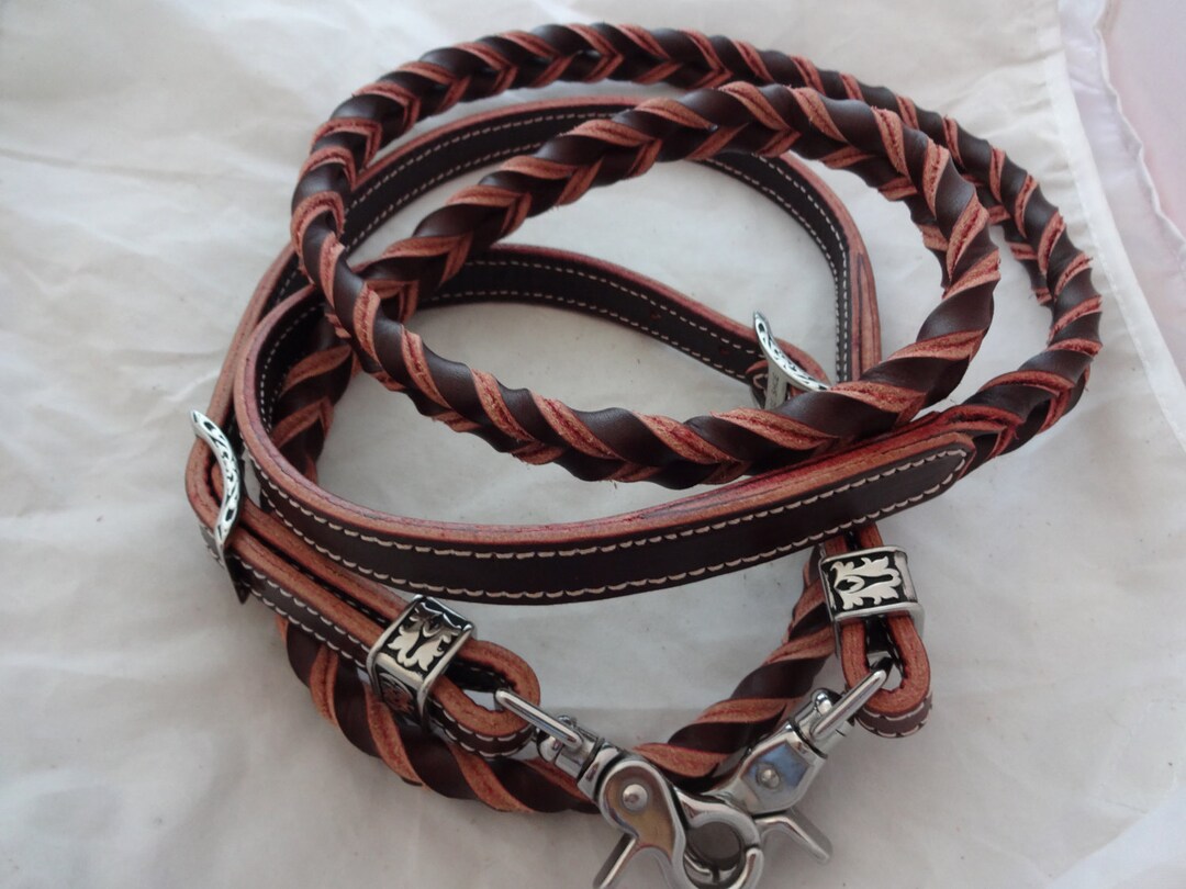 West Coast Tack Reins Heavy Braided Wickett & Craig Burgundy Latigo ...