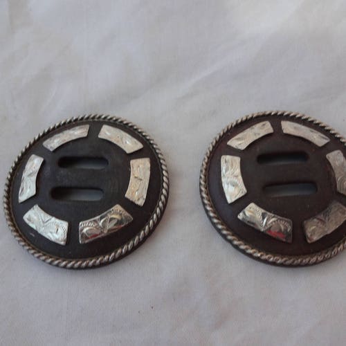 Poway Pair Conchos Bridle Loops Hansen Western Gear Brown Iron - Etsy
