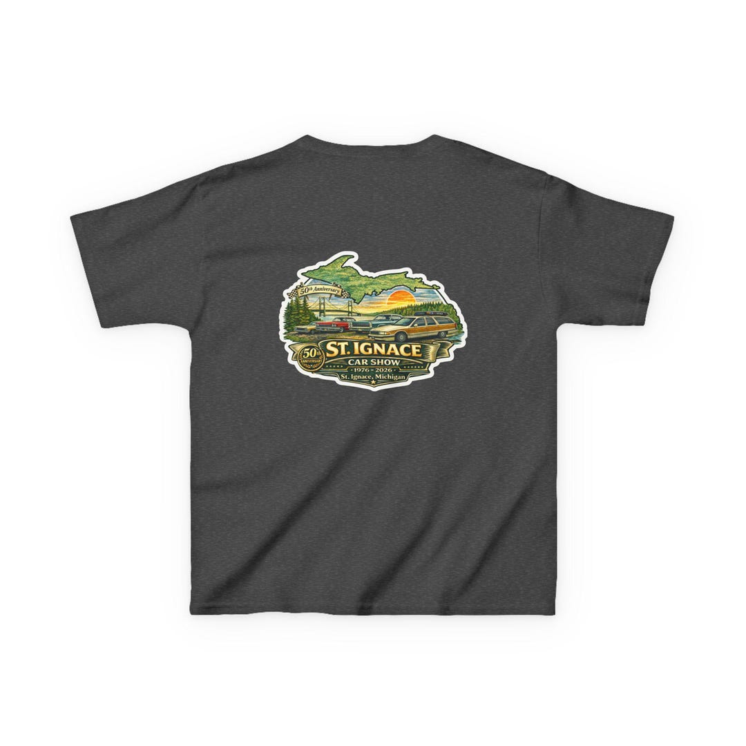 St. Ignace Michigan Retro Map Kids Tee | Lake Sunset Illustration - Etsy