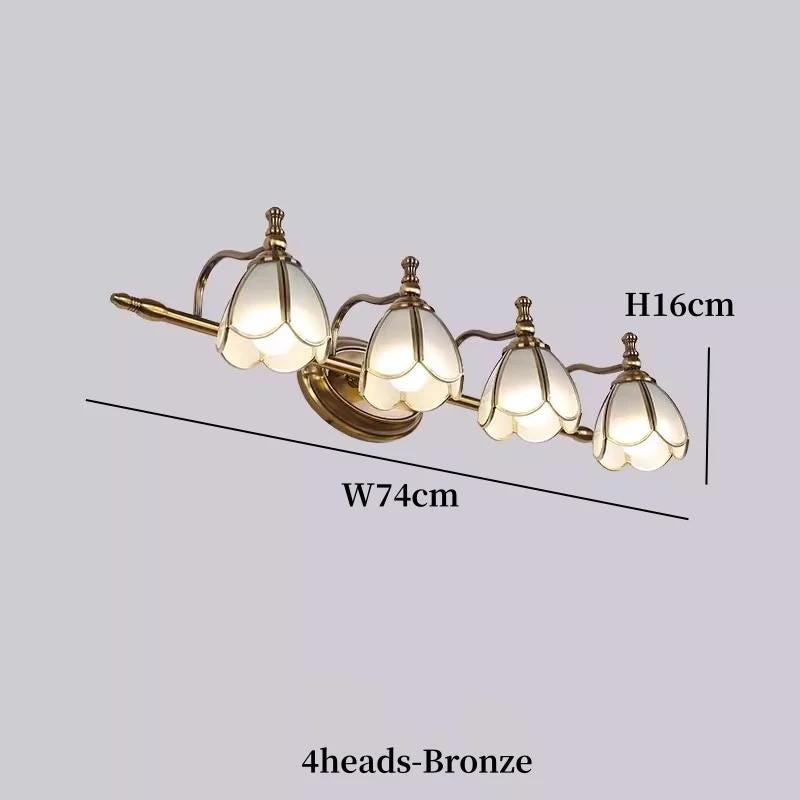 Vintage Style LED Vanity Mirror Light With Glass Shade, Wrought Iron ...
