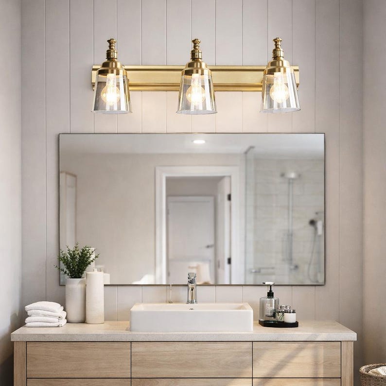 European-style Vintage Bronze Wall Light With Trumpet Glass Shade ...