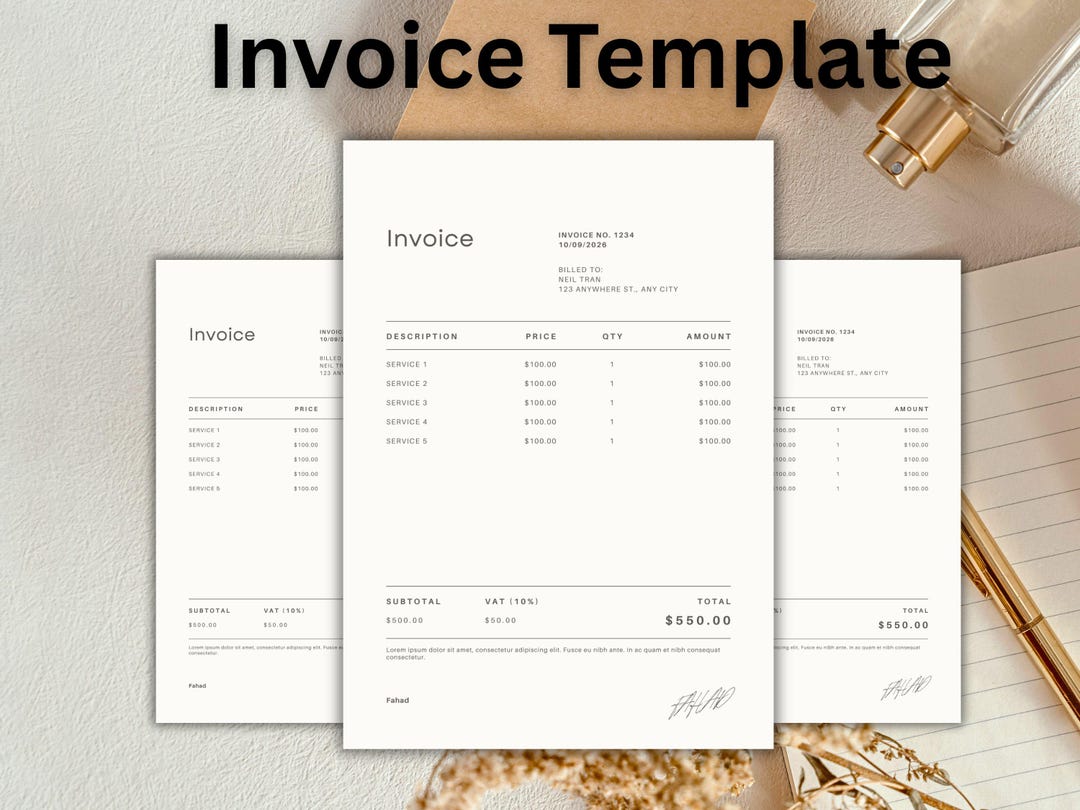 Modern Minimal Canva Invoice Template, Editable Order Form & Printable ...