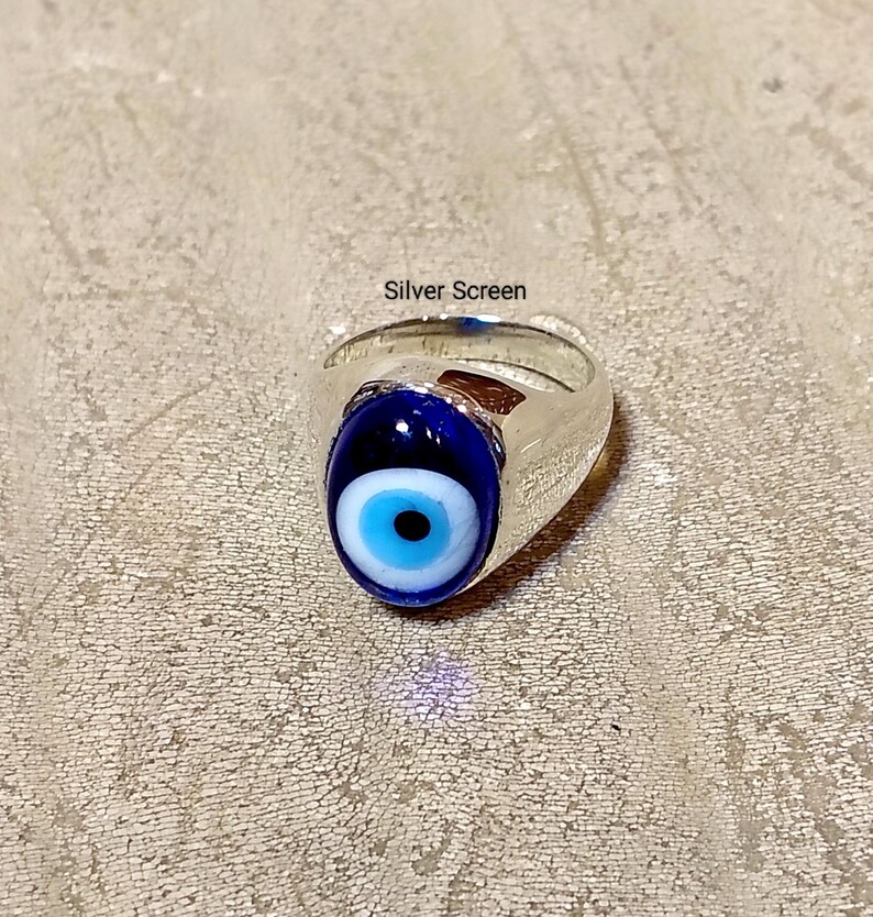 Sterling Silver Evil Eye Signet Ring, Turkish Nazar Protection Jewelry ...